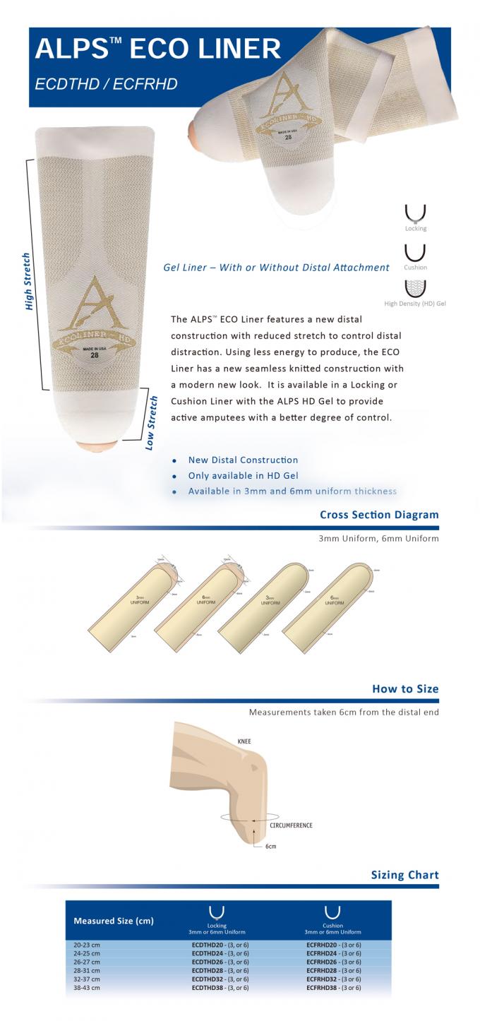 3mm ALPS Prosthetic Liners , 38cm Prosthetic Locking Liner