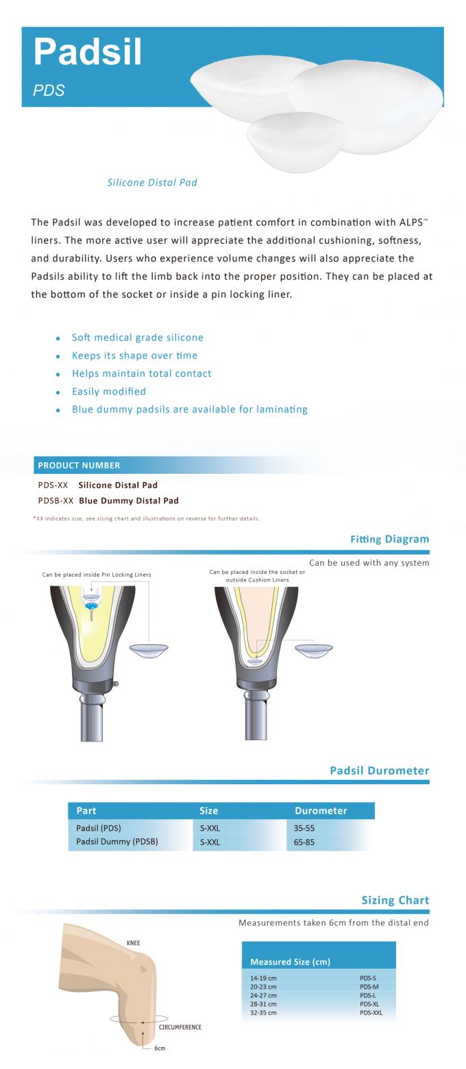 XXL ALPS Prosthetic Liners , ALPS Padsil Silicone Distal Pad