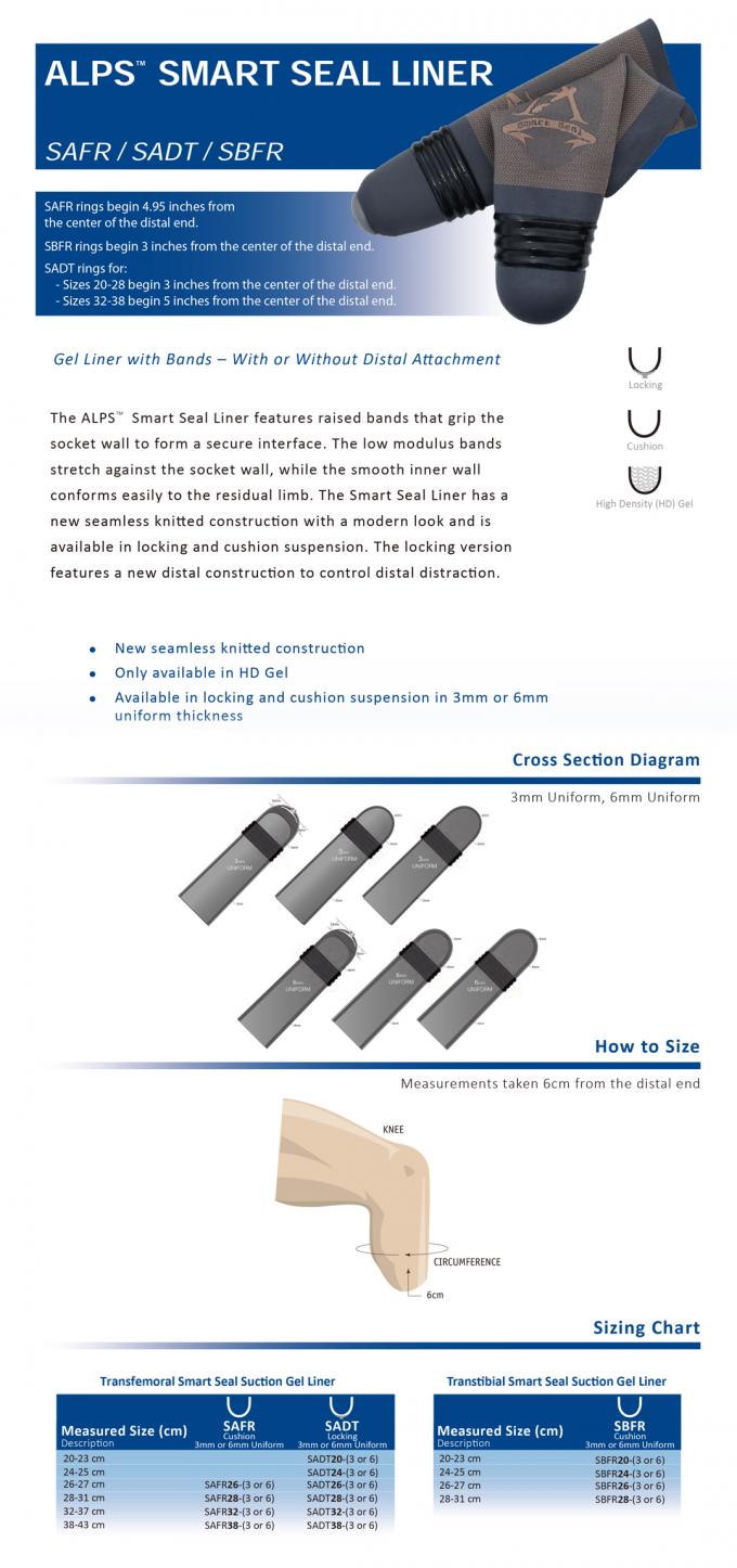 20cm ALPS Prosthetic Liners , 3mm Smart Seal Liner